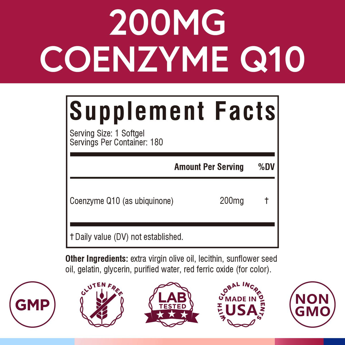 High potency CoQ10 200 mg capsules