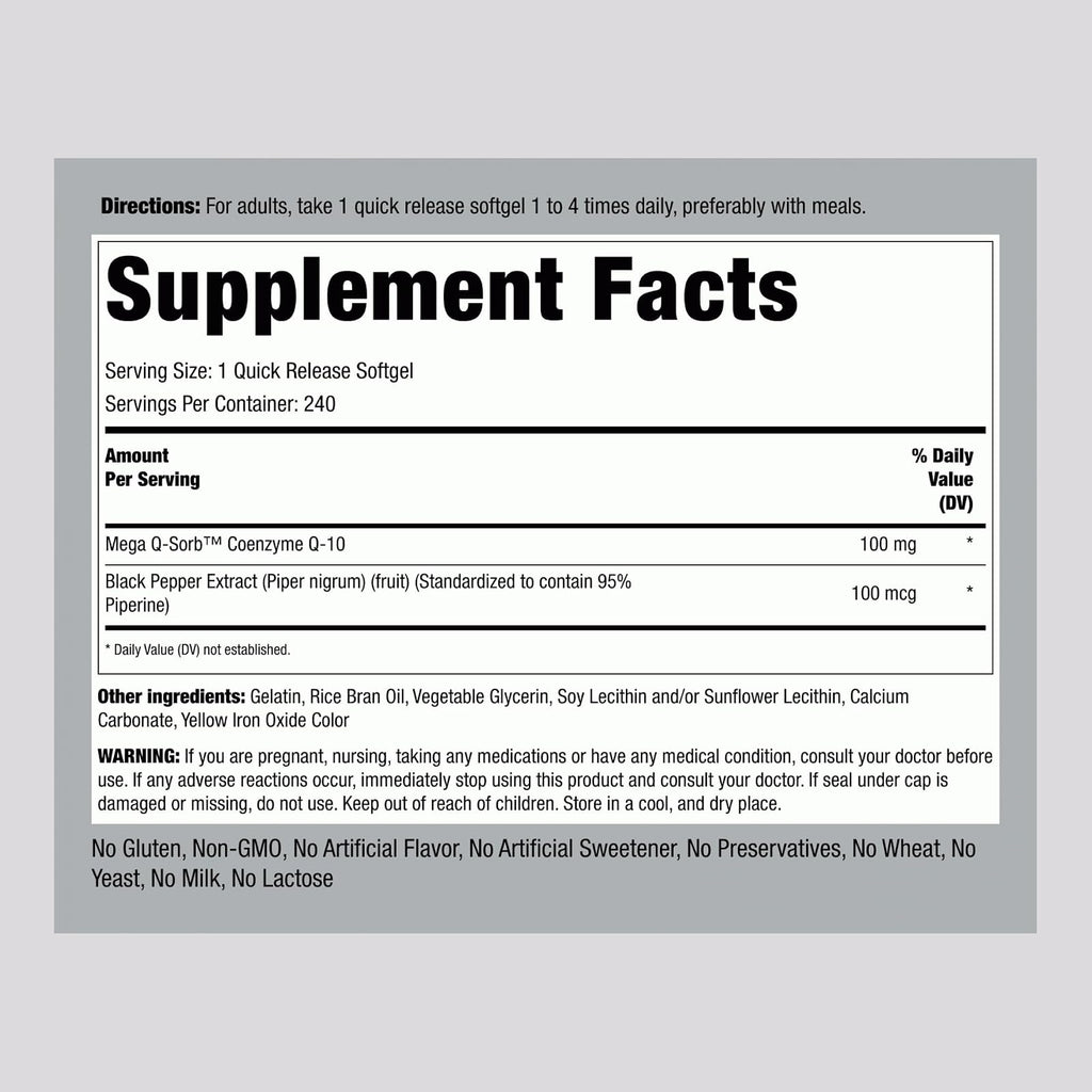 High potency CoQ10 for energy