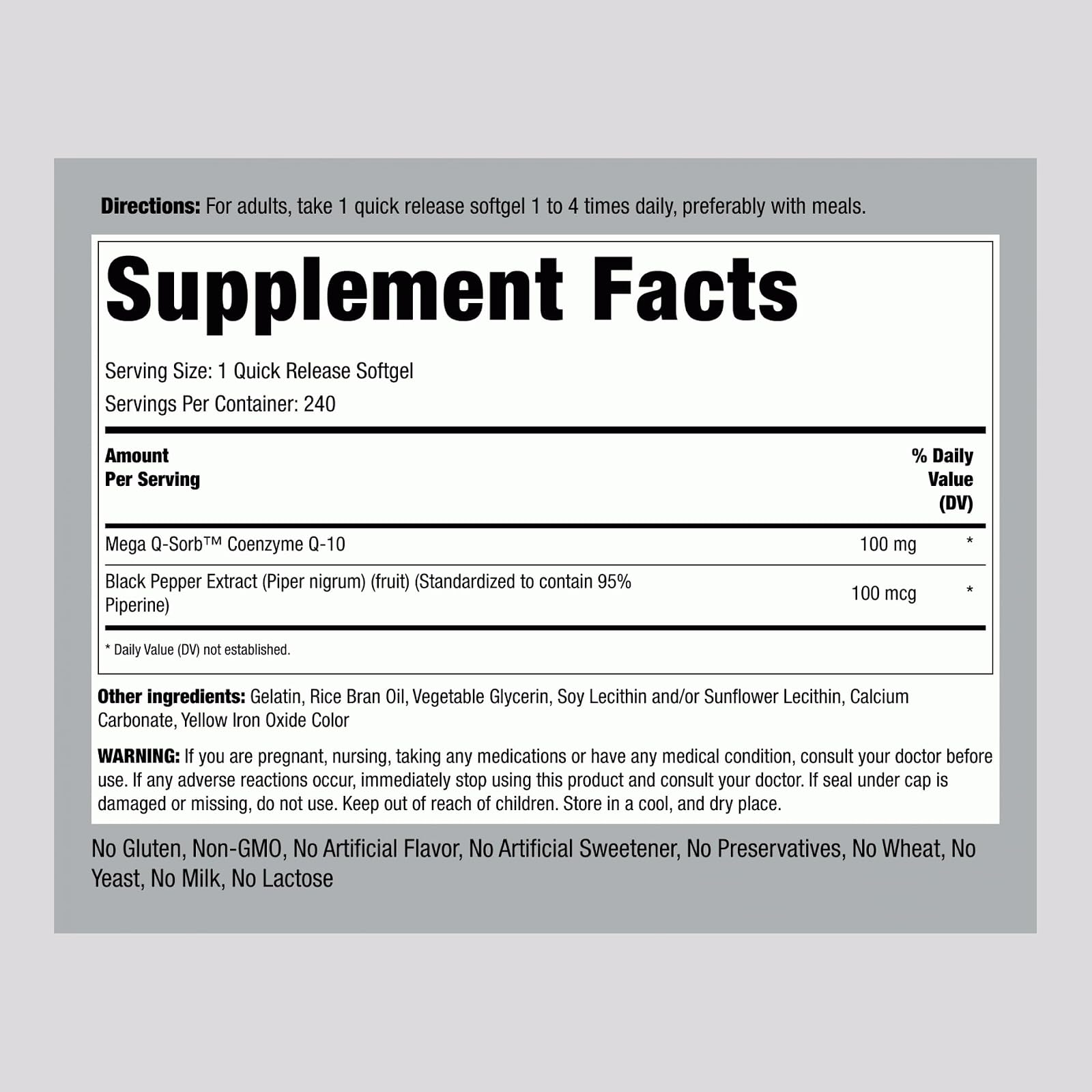 High potency CoQ10 for energy