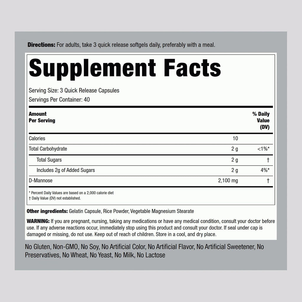 High potency D-Mannose capsules 2100 mg