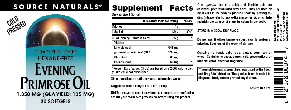 high potency evening primrose oil 1350 mg