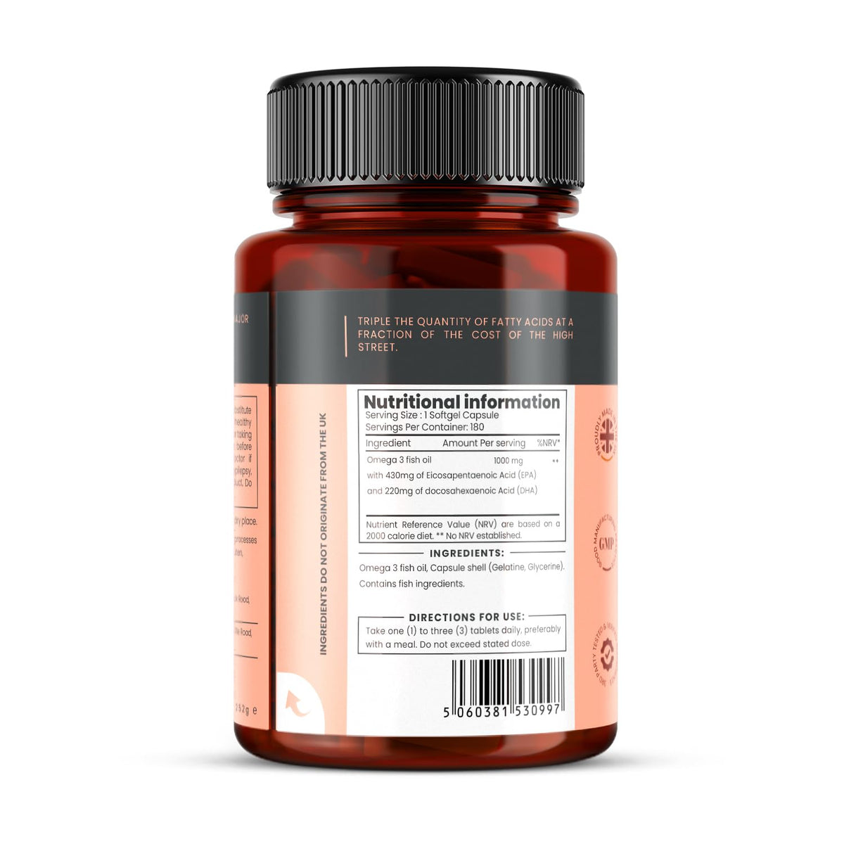 High potency fish oil softgels
