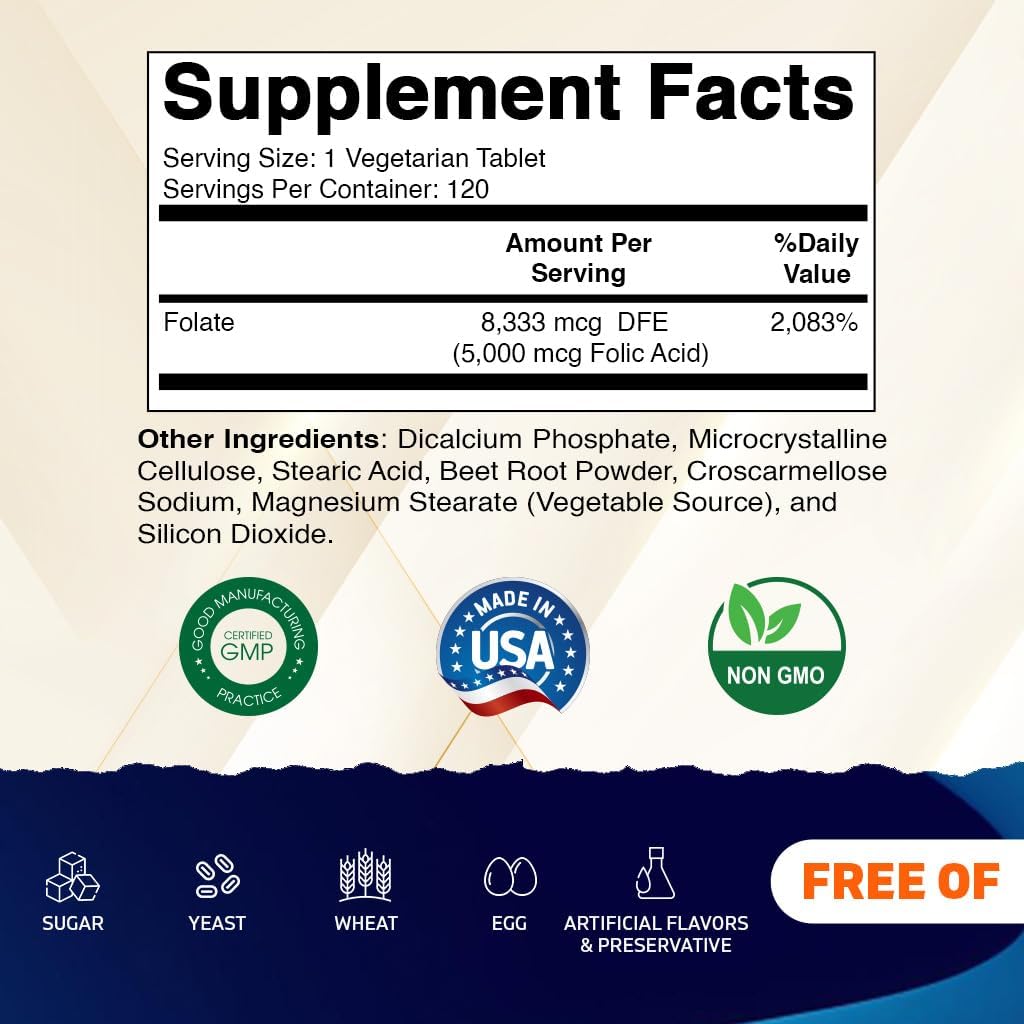 high potency folate supplement 5000 mcg