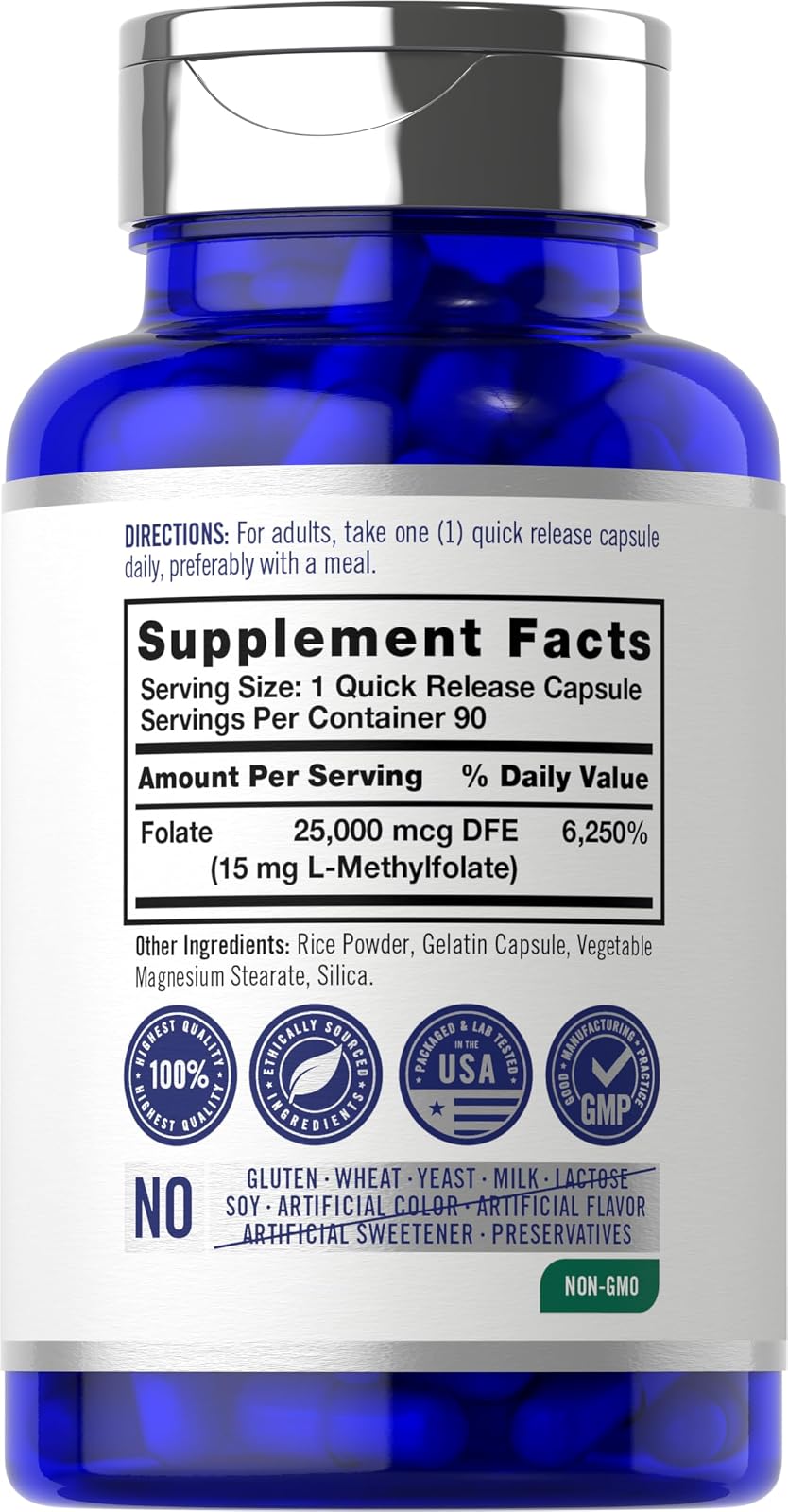 High potency folate supplement capsules