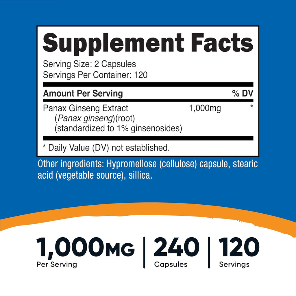 High potency ginseng supplement 1000 mg