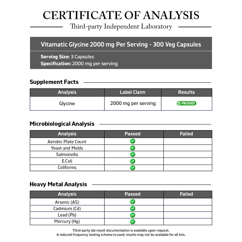 High potency glycine for wellness