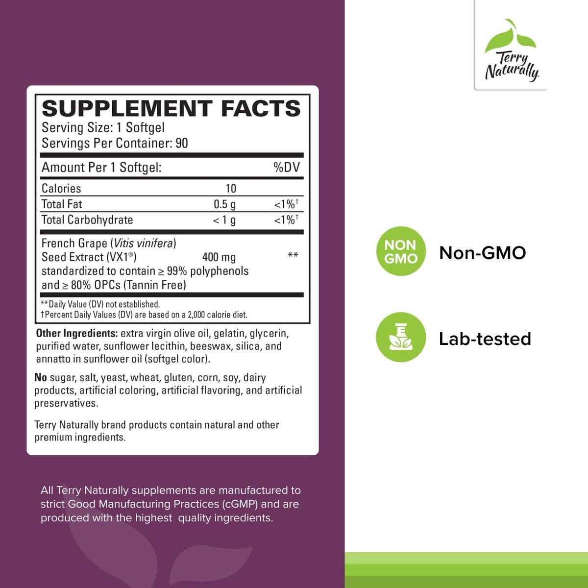High potency grape seed extract capsules