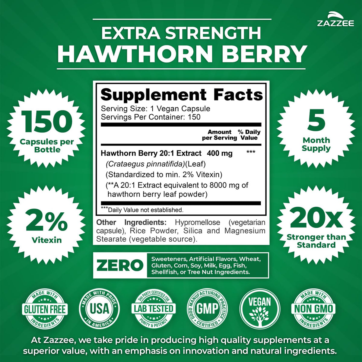 high potency hawthorn extract 150 capsules