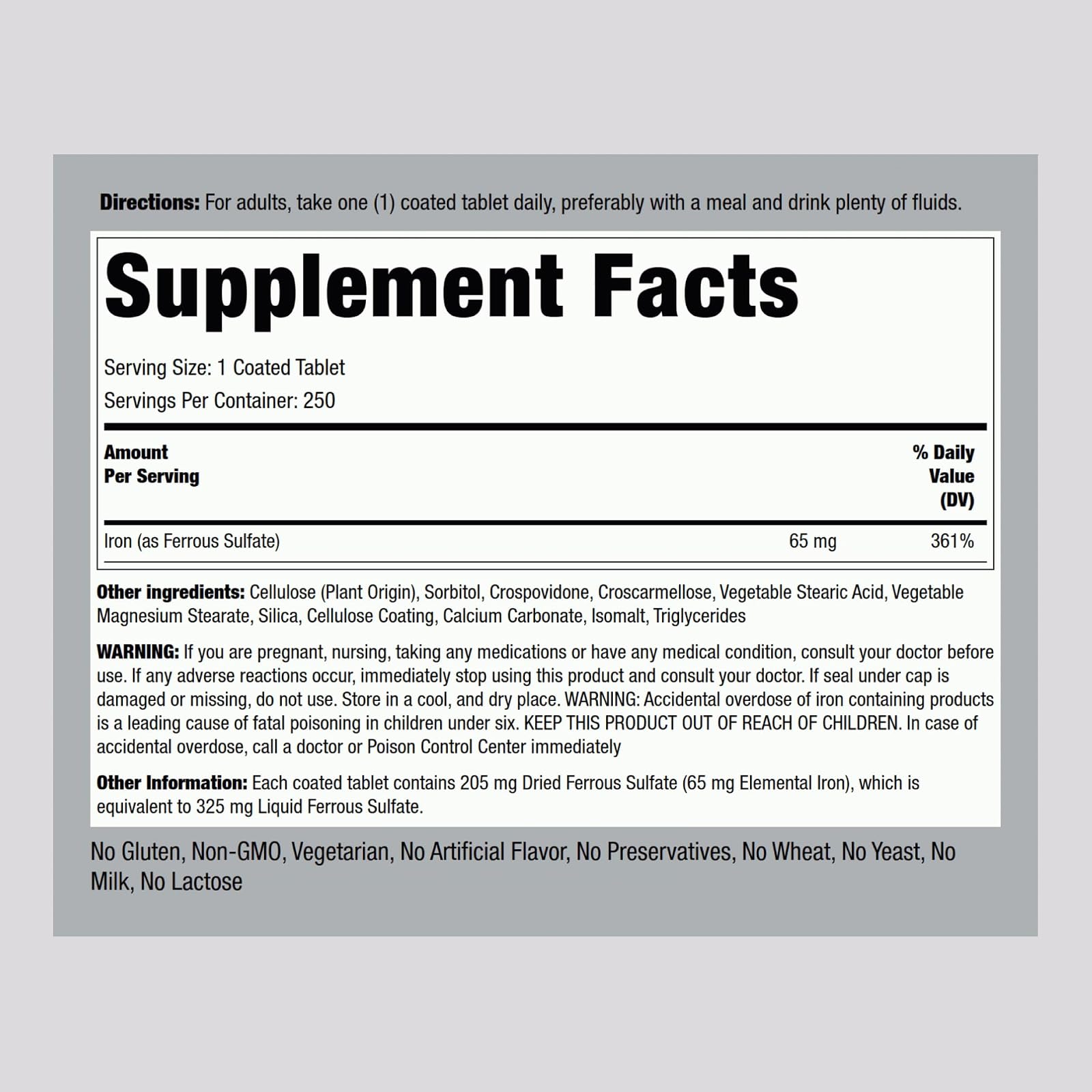 high potency iron ferrous sulfate tablets