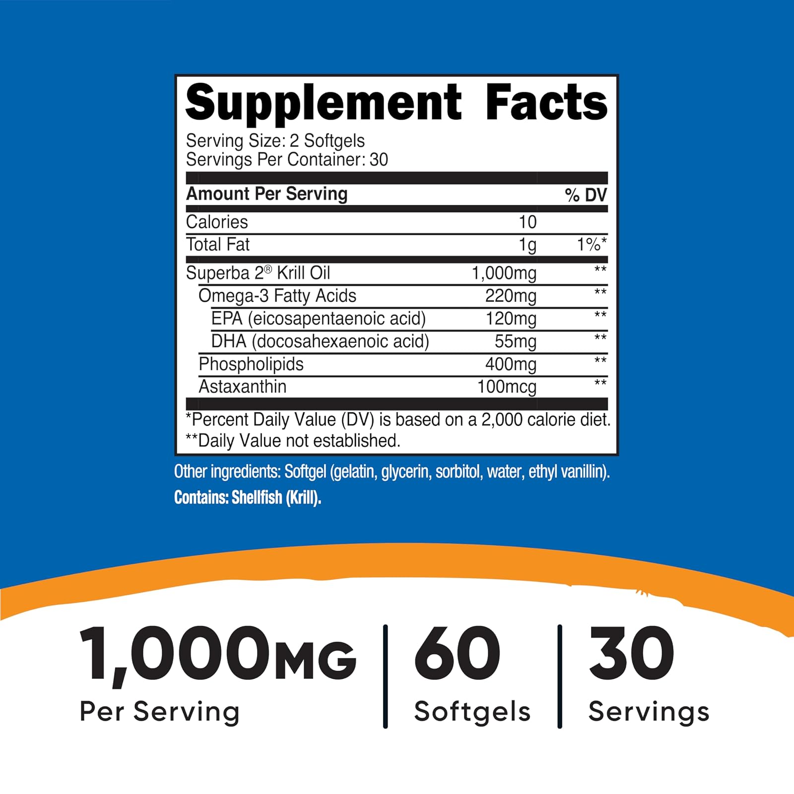 High potency krill oil 1000 mg supplement
