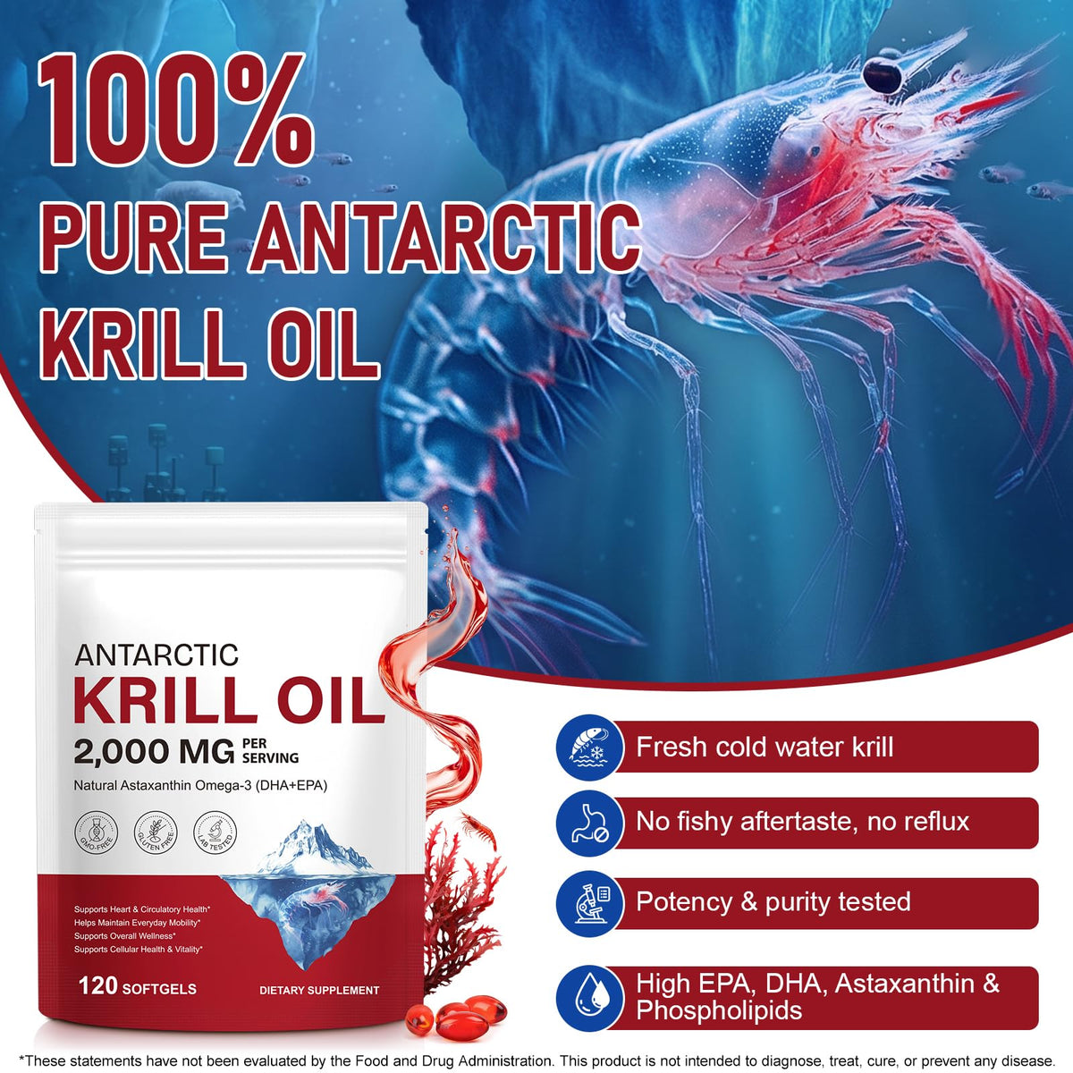 High potency krill oil capsules