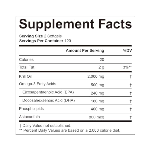 High potency krill oil softgels