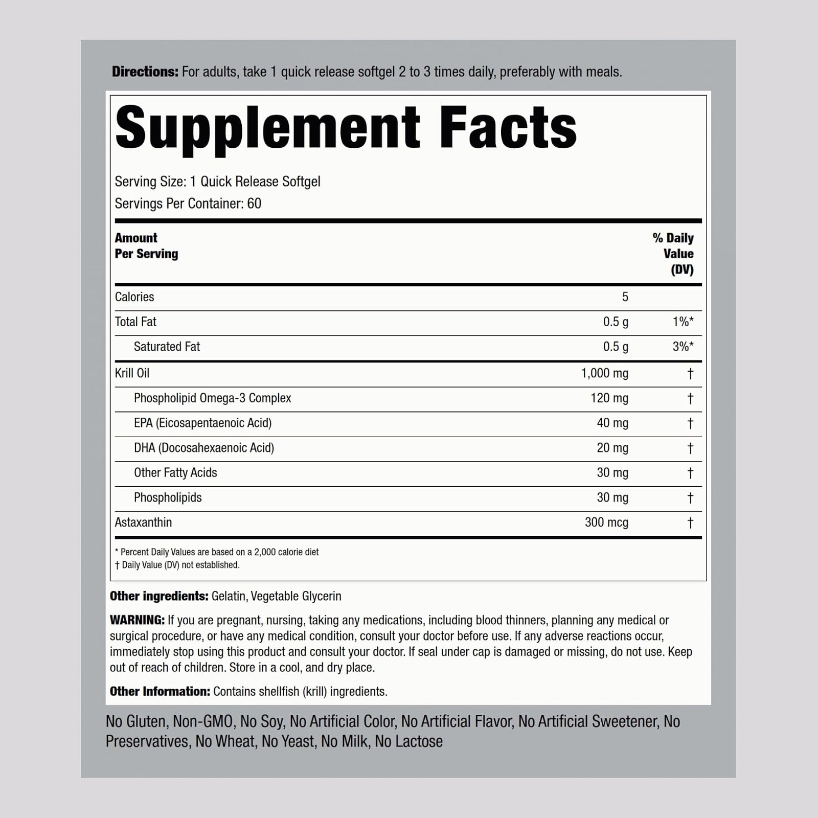 High potency krill oil softgels