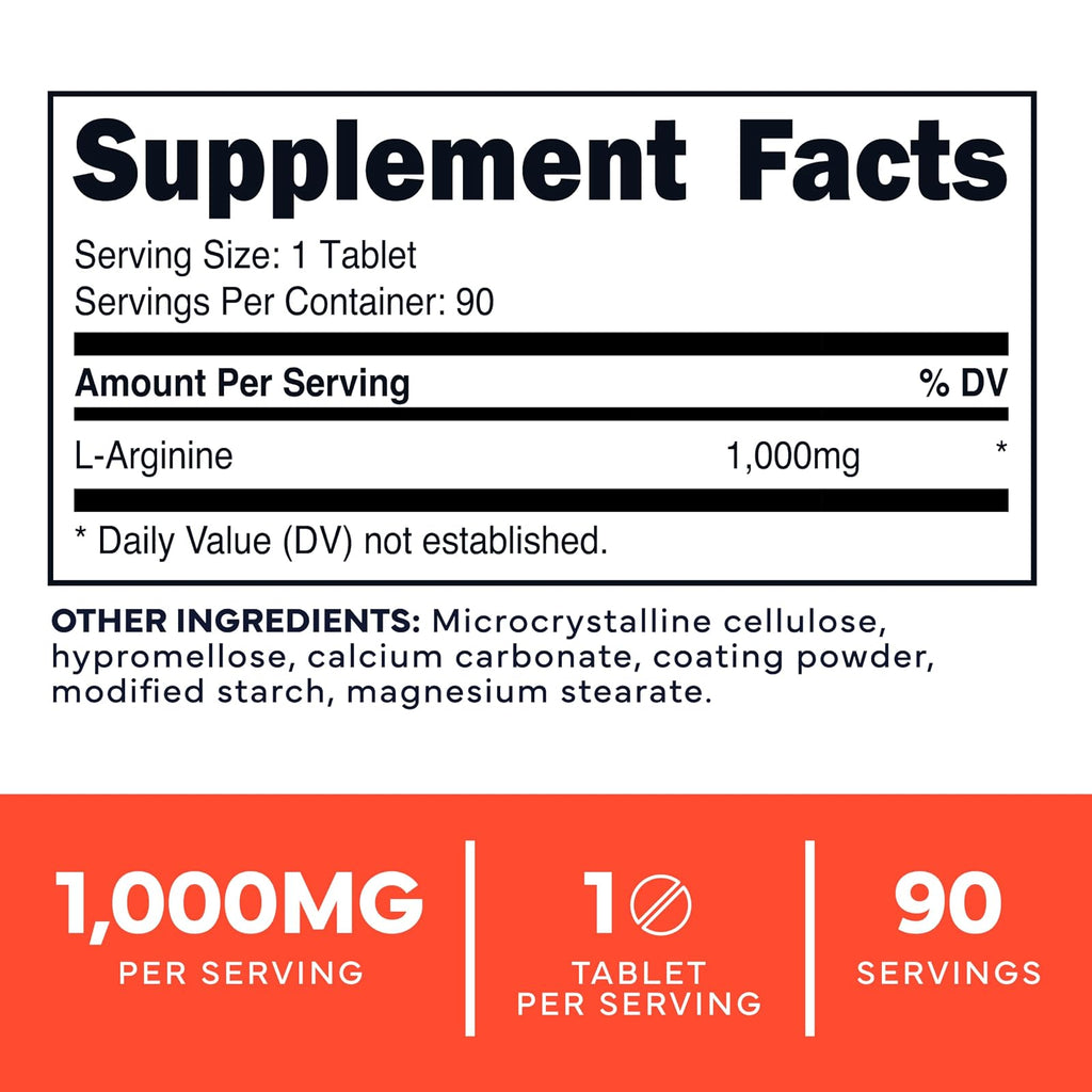 High potency L-Arginine 1000 mg tablets