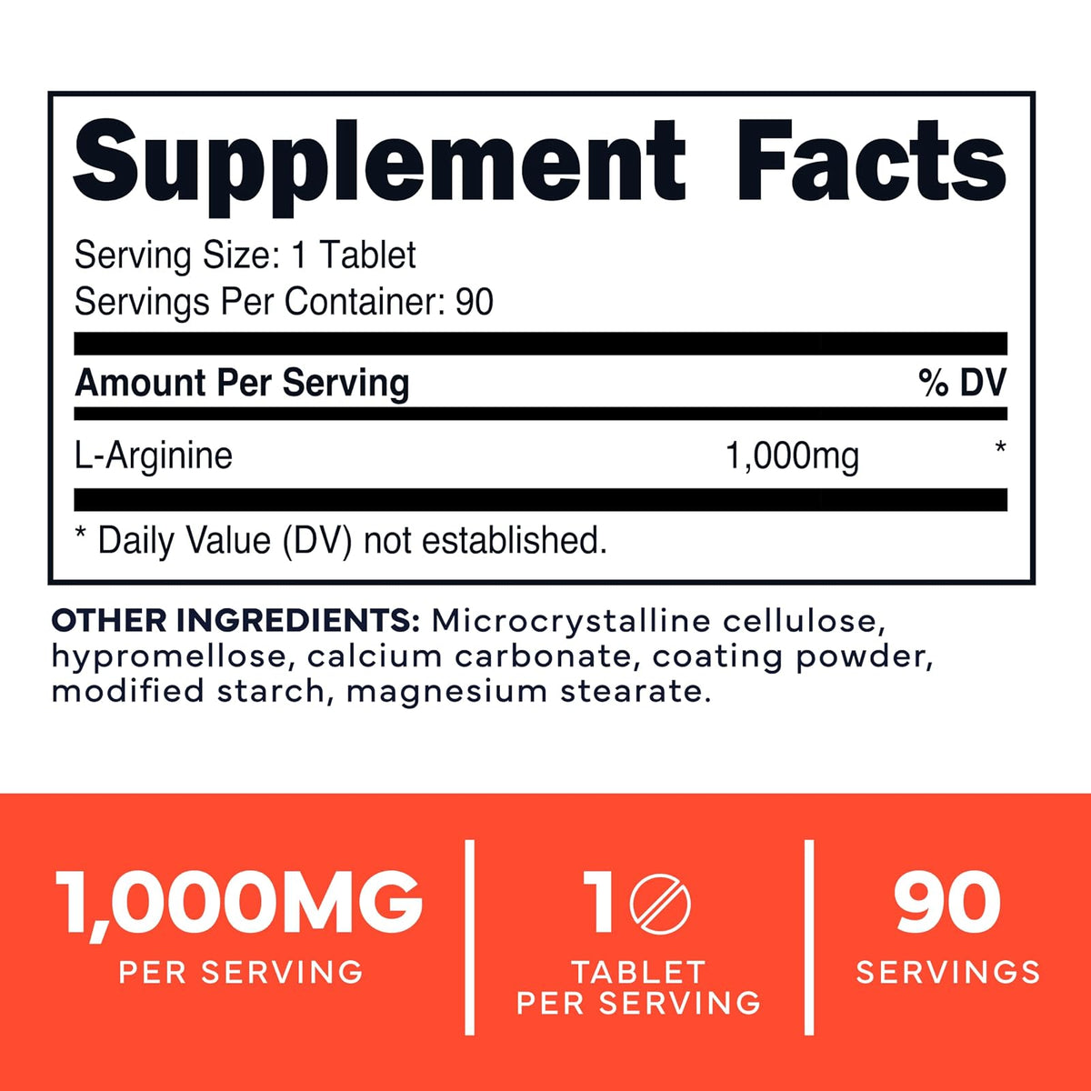 High potency L-Arginine 1000 mg tablets