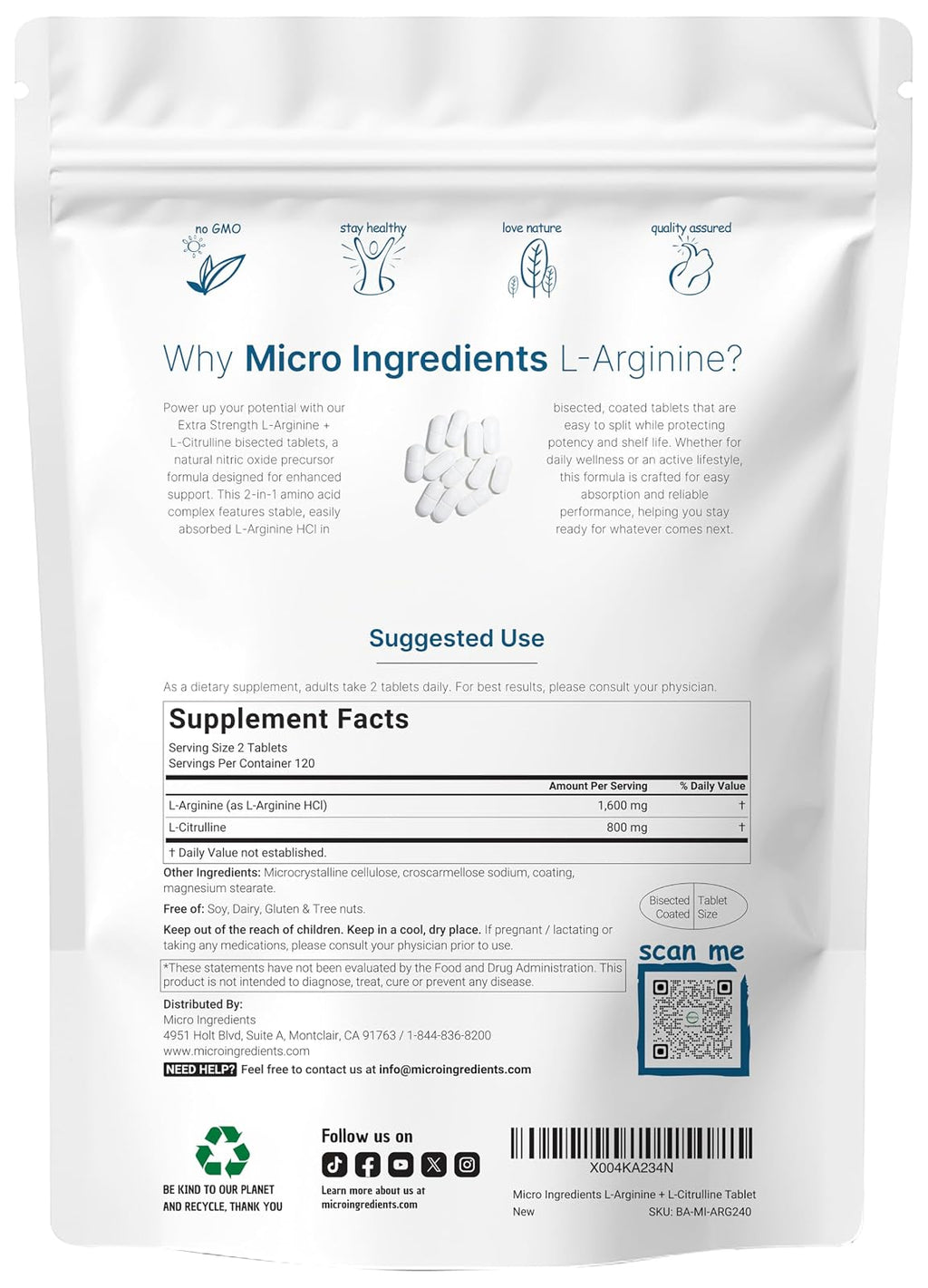high potency l-arginine 1600 mg tablets