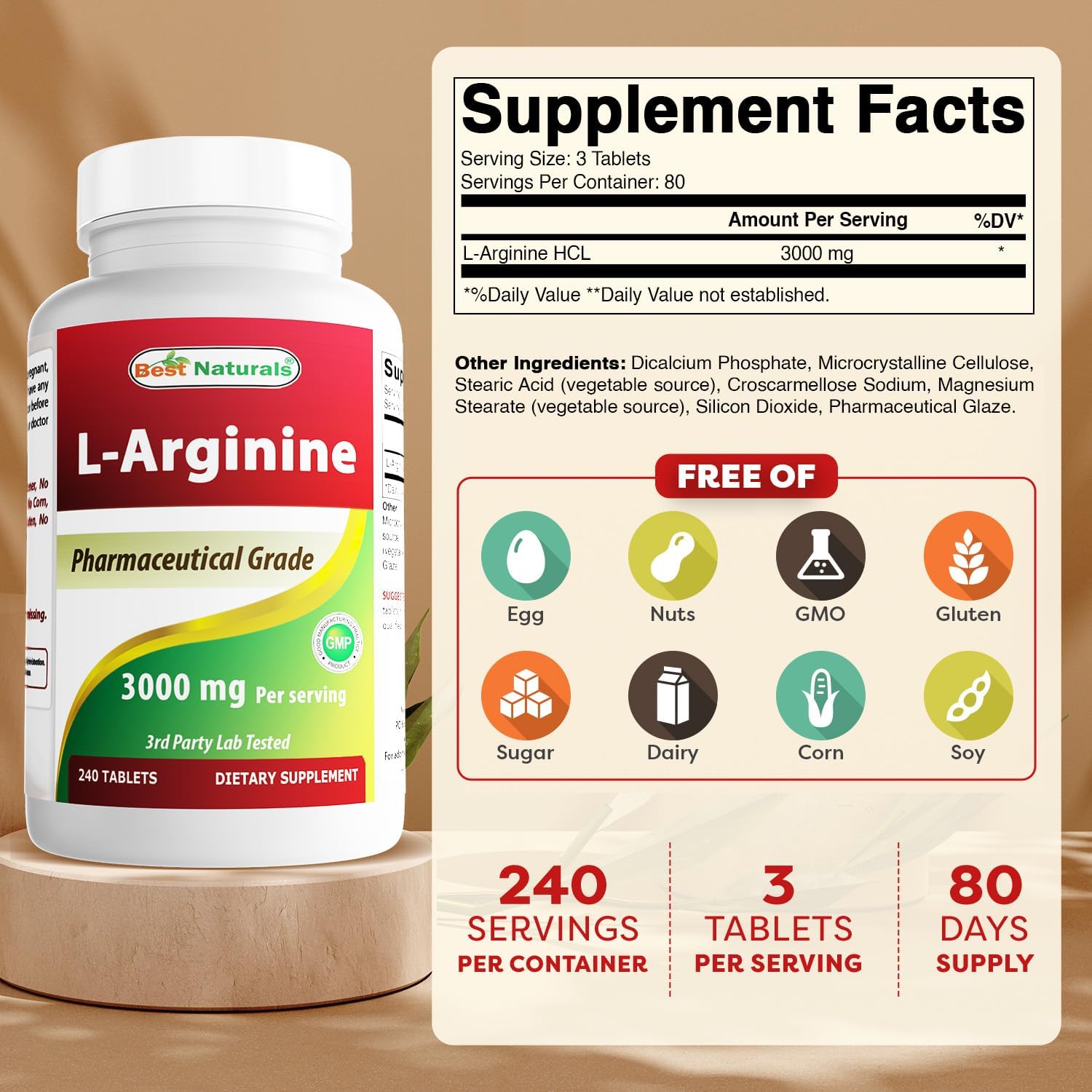 high potency l-arginine 3000 mg tablets