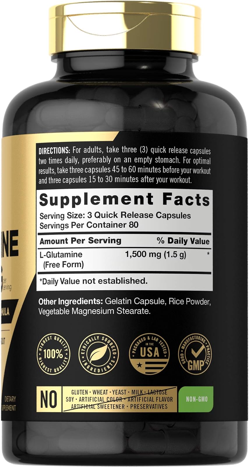 High potency l-glutamine capsules