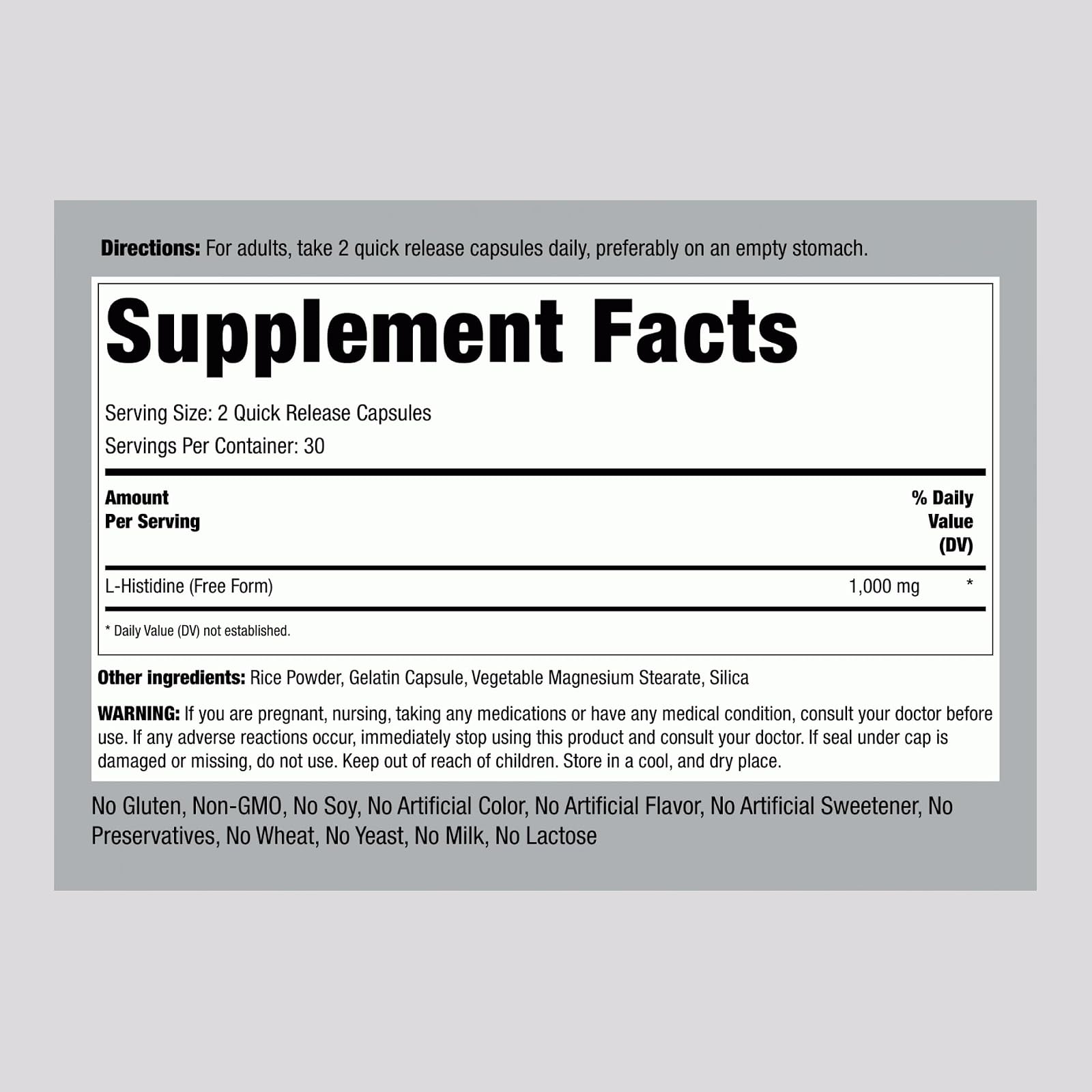 High potency L-Histidine supplement