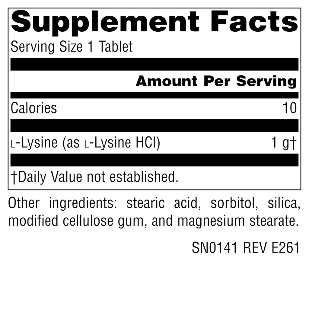 High potency L-Lysine 1000 mg supplement