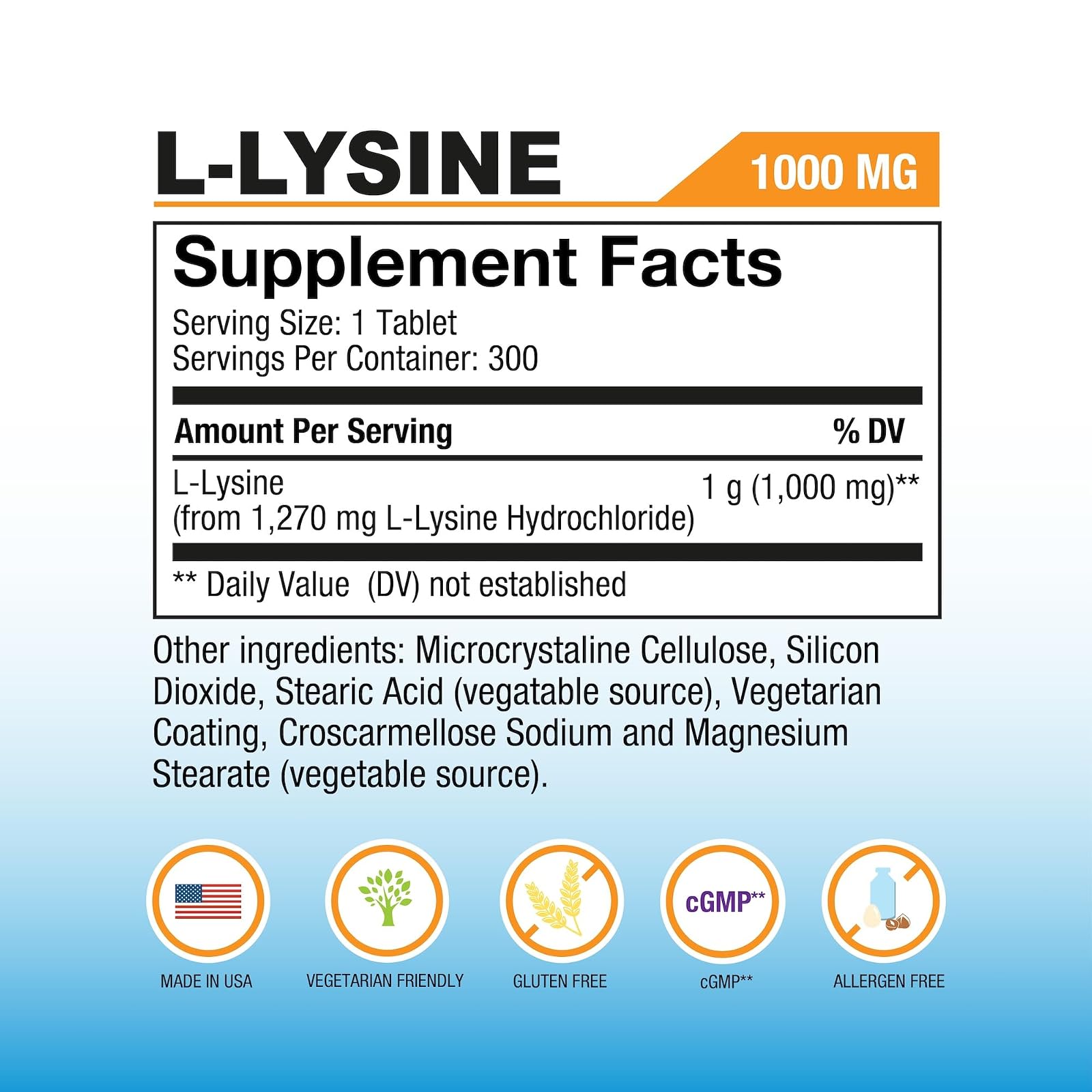 high potency l-lysine tablets 1000 mg