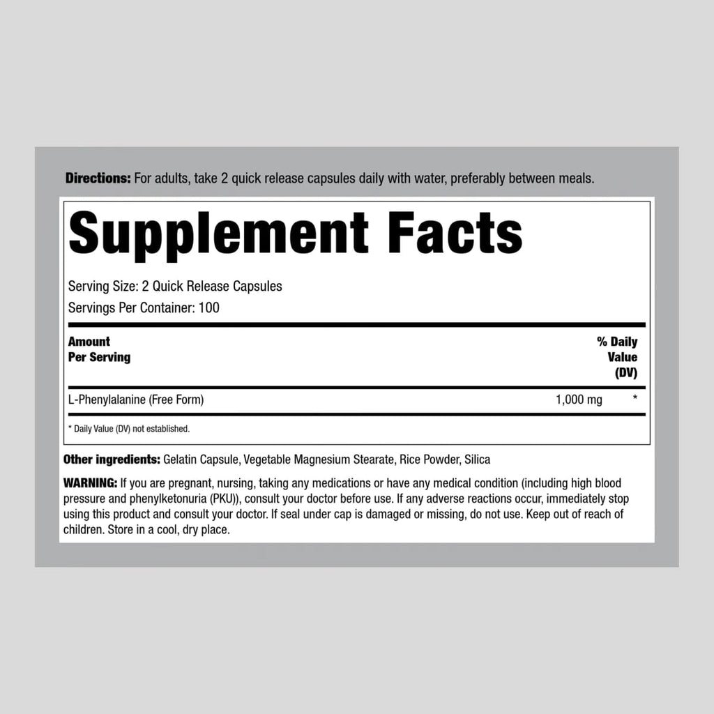 High potency L Phenylalanine 1000mg