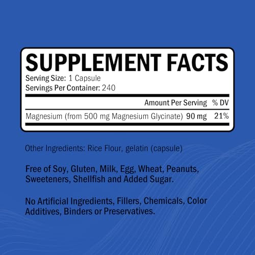 High potency magnesium bisglycinate capsules