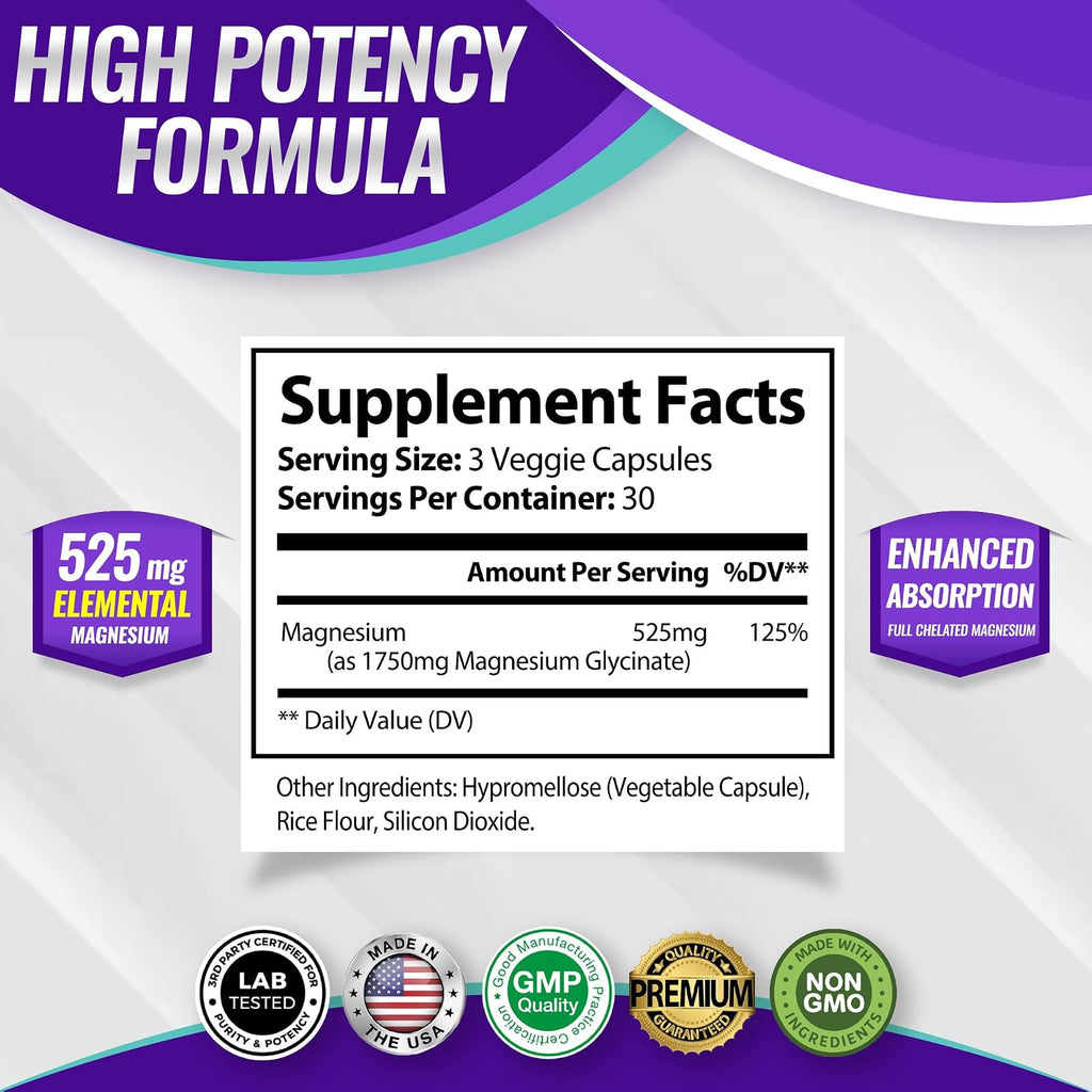 High potency magnesium bisglycinate capsules
