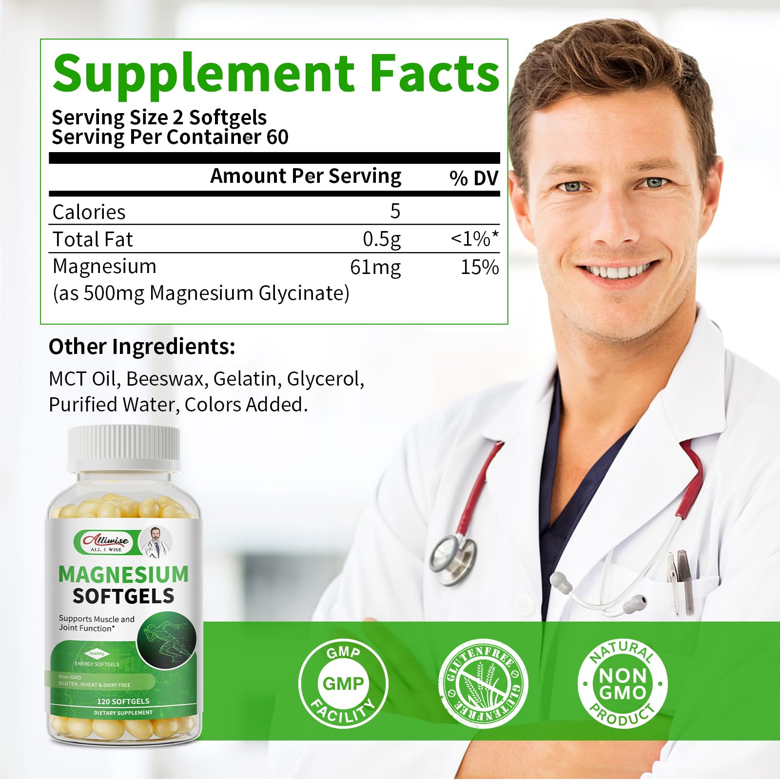 High potency magnesium bisglycinate softgels