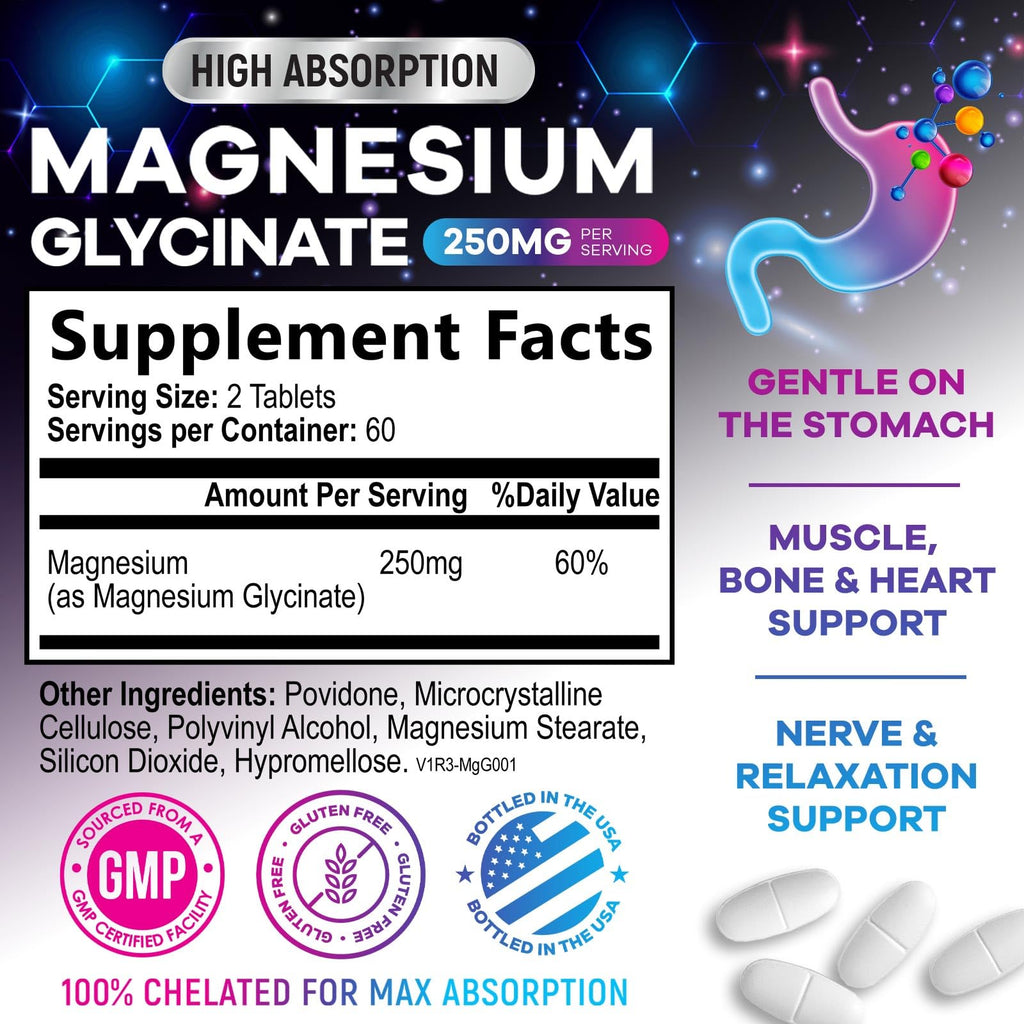 High potency magnesium bisglycinate tablets