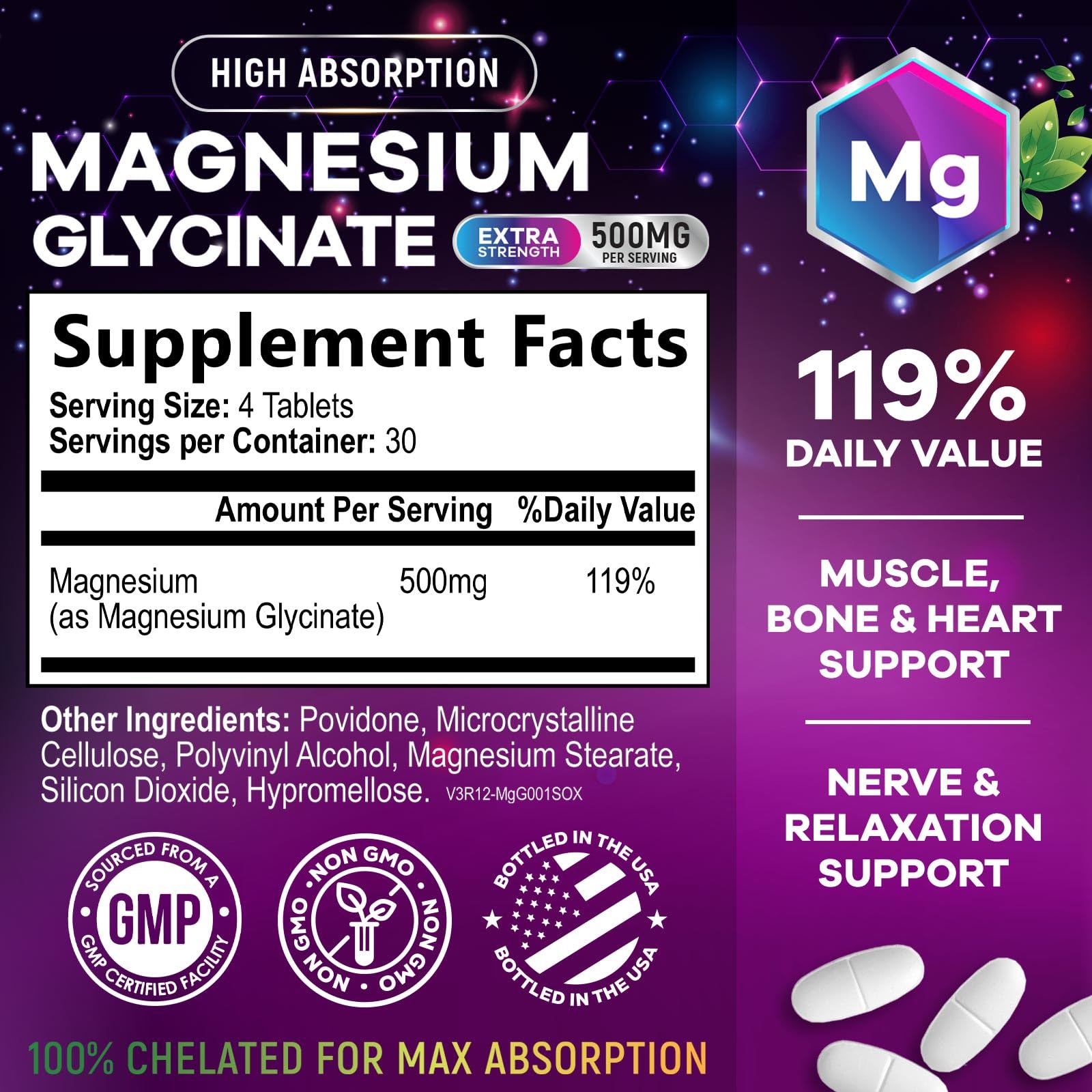 high potency magnesium bisglycinate tablets