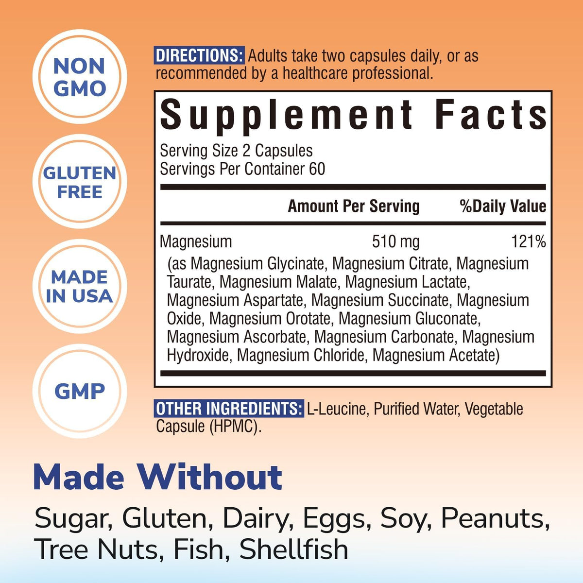 High potency magnesium capsules for energy