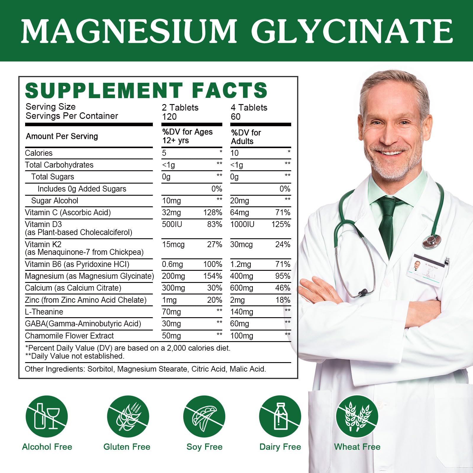 high potency magnesium glycinate 400 mg supplement
