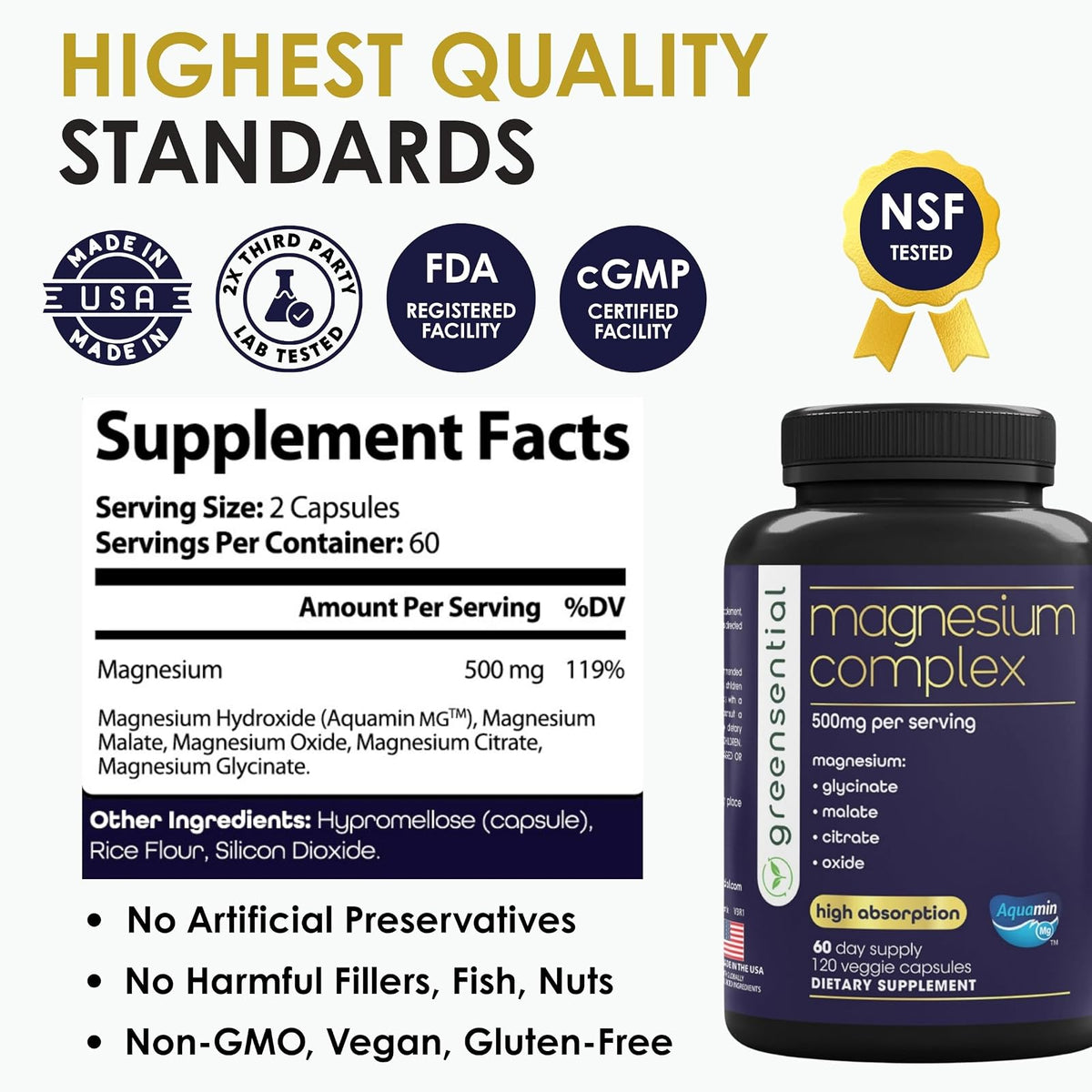 High potency magnesium glycinate capsules