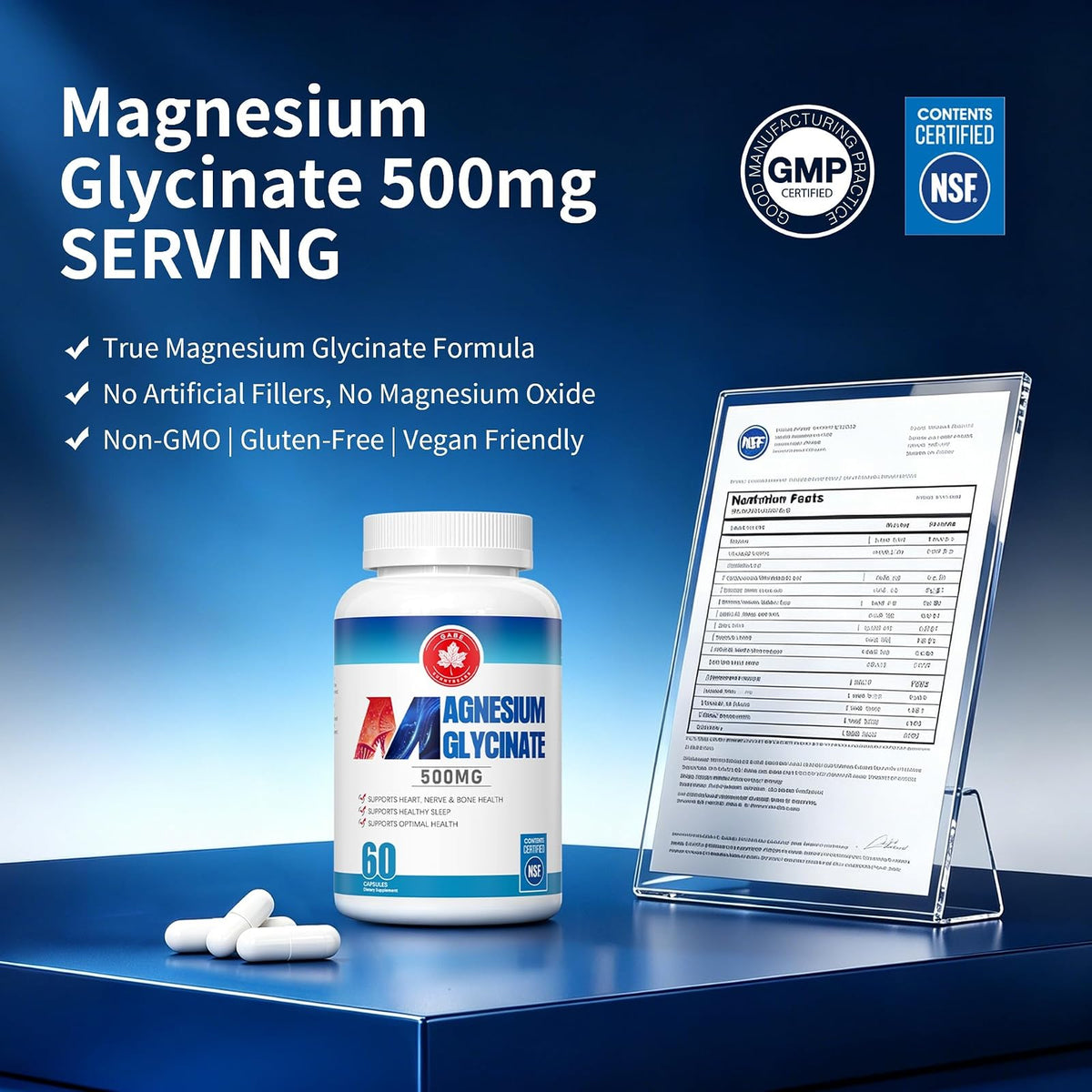 High potency Magnesium Glycinate capsules
