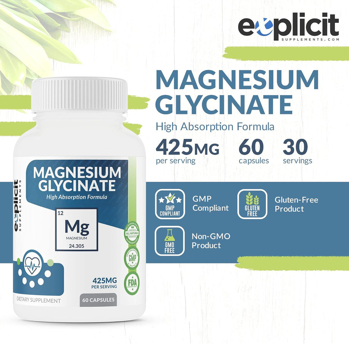 High potency magnesium glycinate supplement
