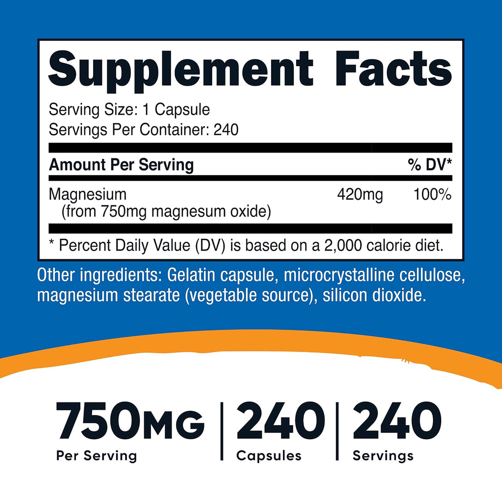 High potency magnesium oxide for muscle support