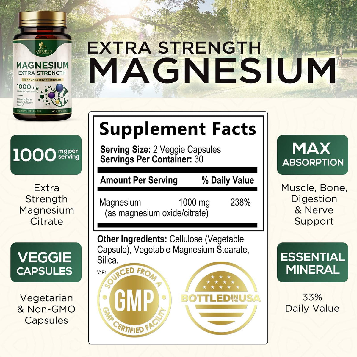 High potency magnesium supplement 1000 mg