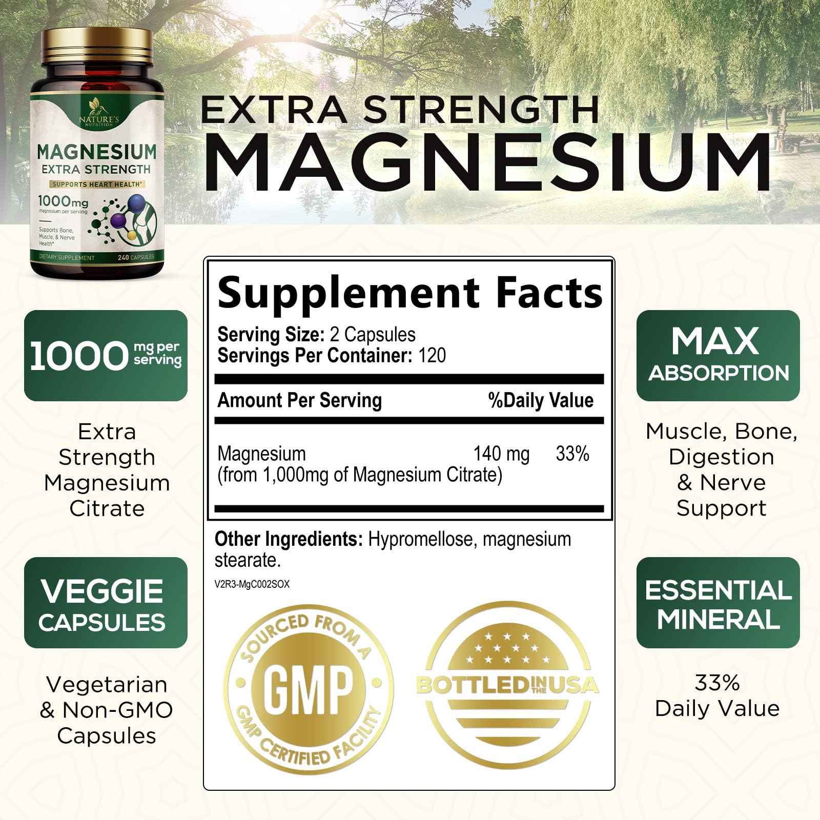 High potency magnesium supplement capsules