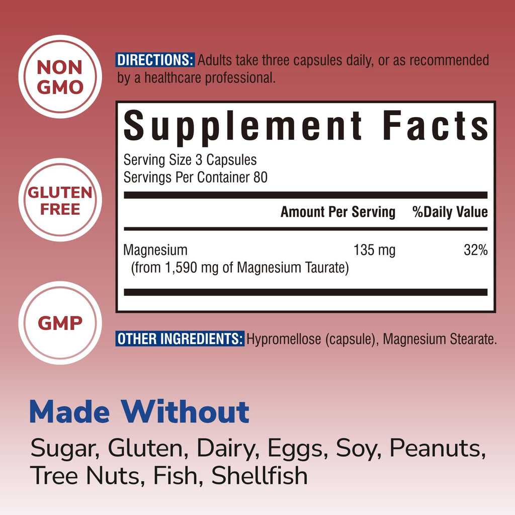 High potency Magnesium Taurate capsules