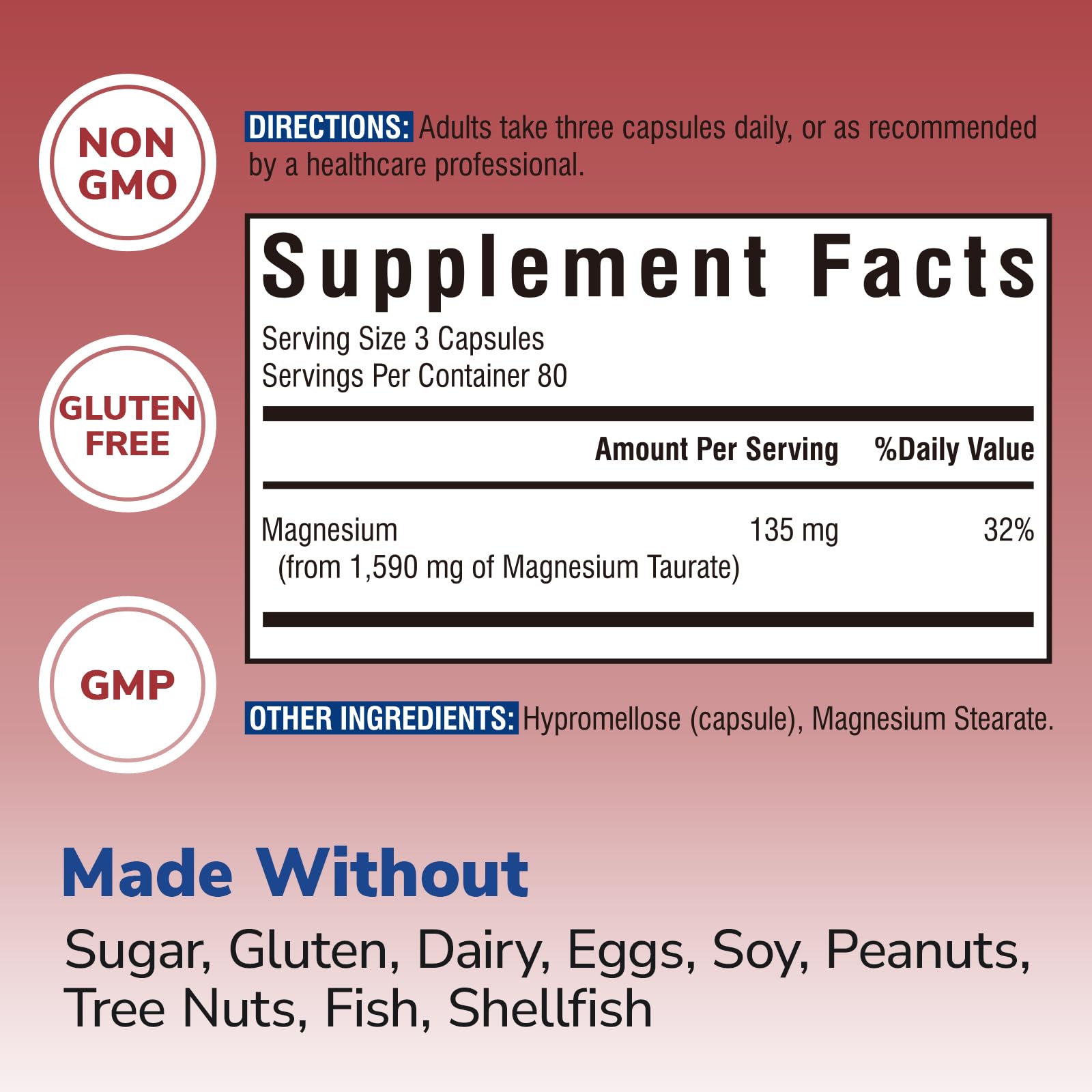 High potency Magnesium Taurate capsules