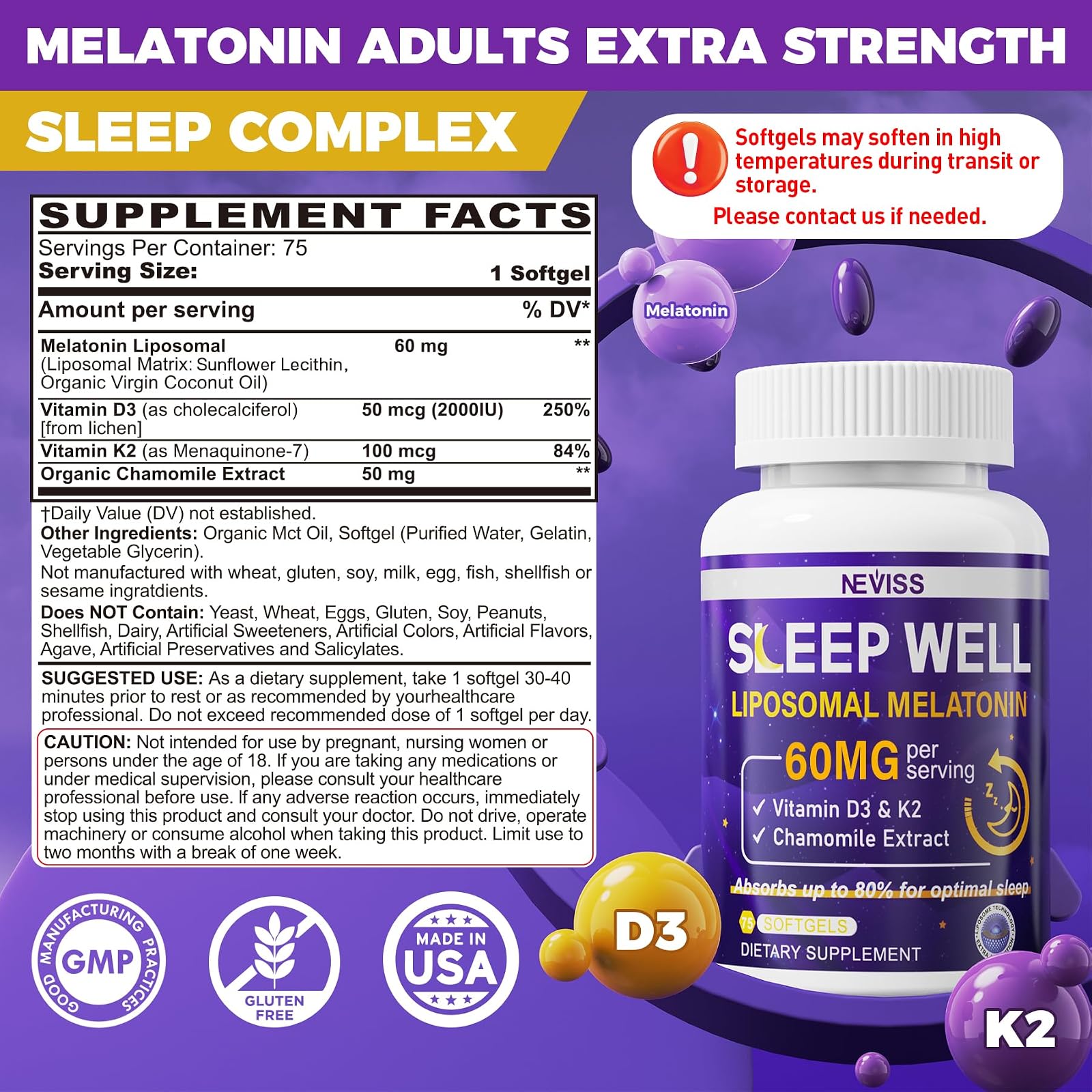 high potency melatonin softgels 60 mg
