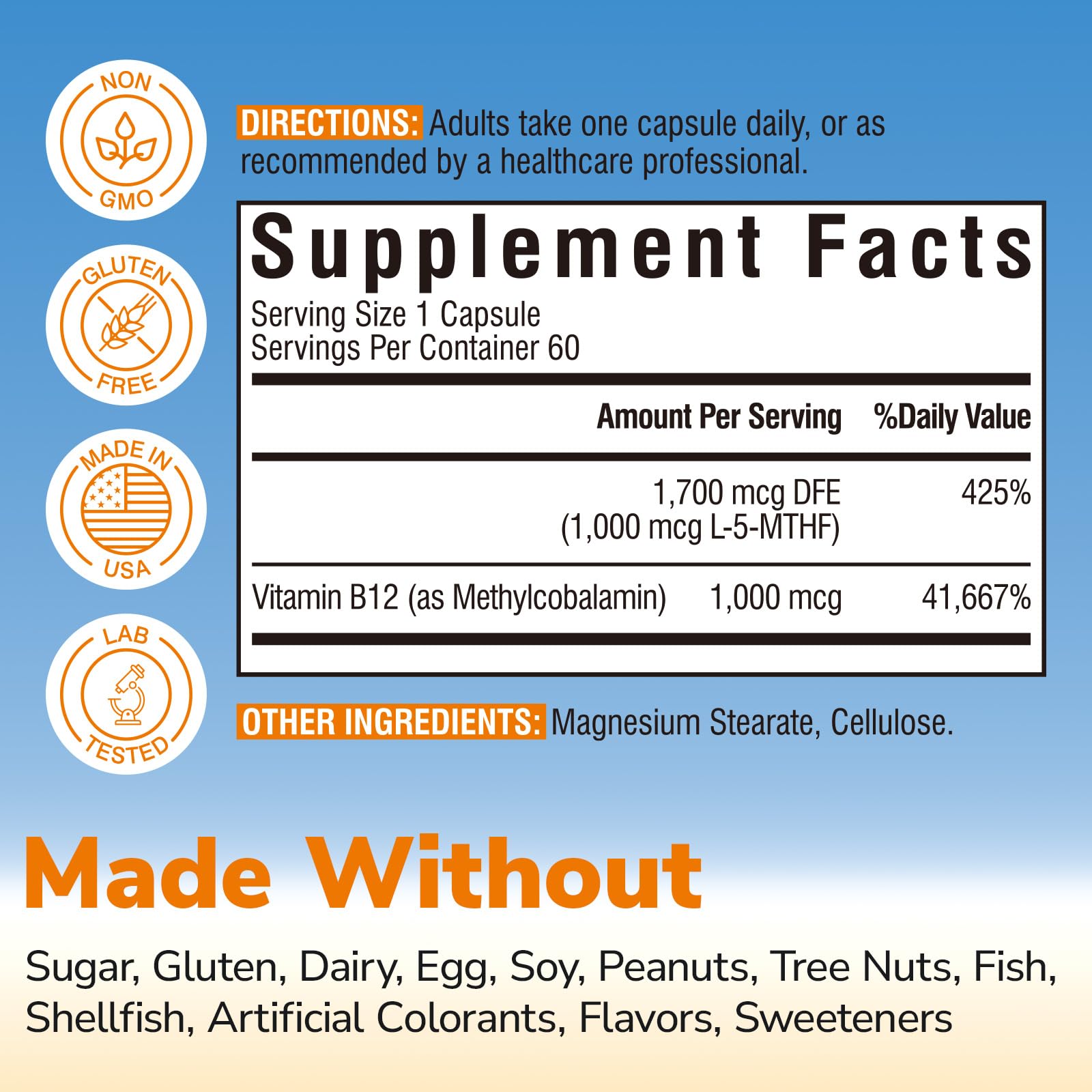 High potency methylfolate supplement