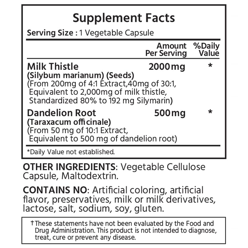 High potency milk thistle capsules