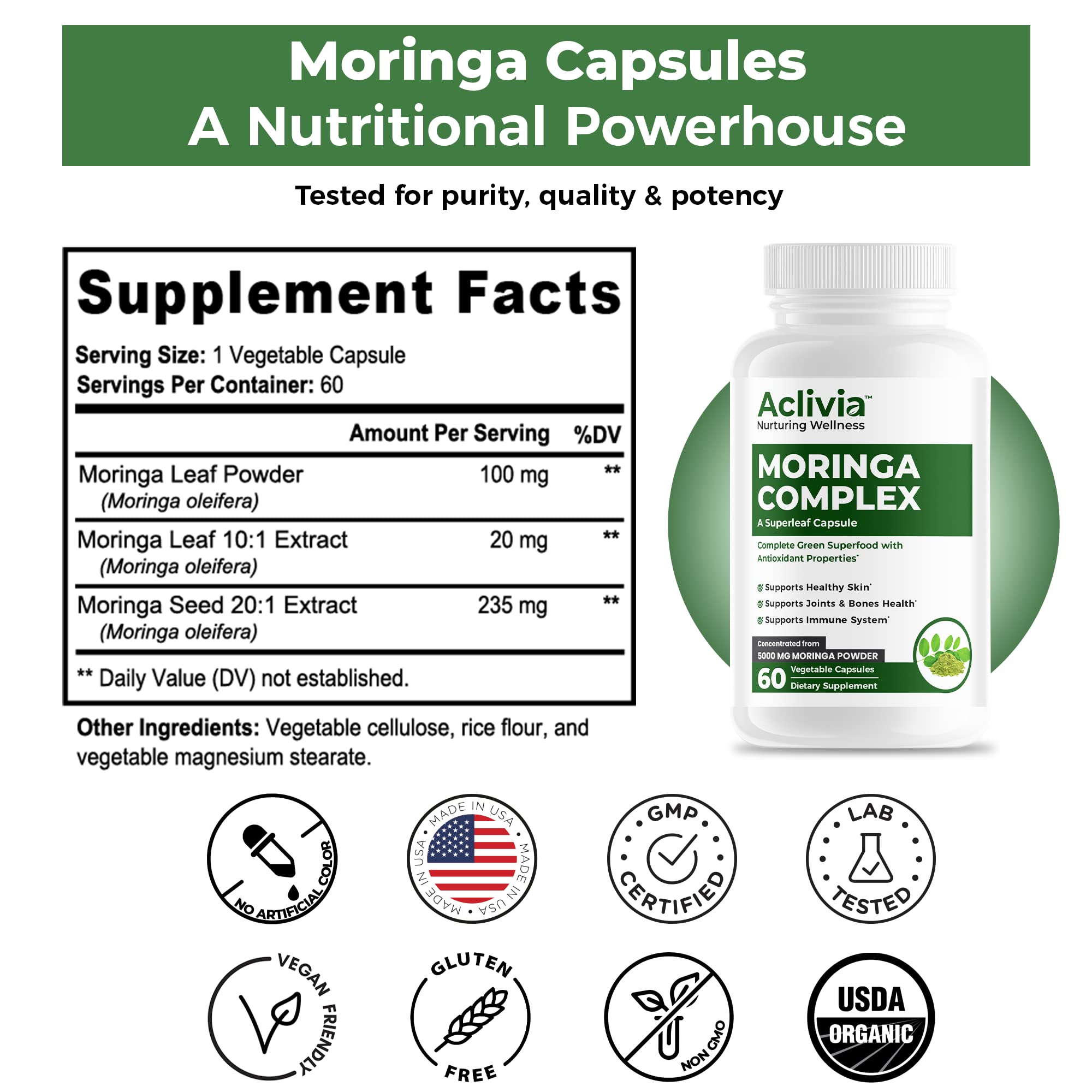 High potency moringa leaf extract