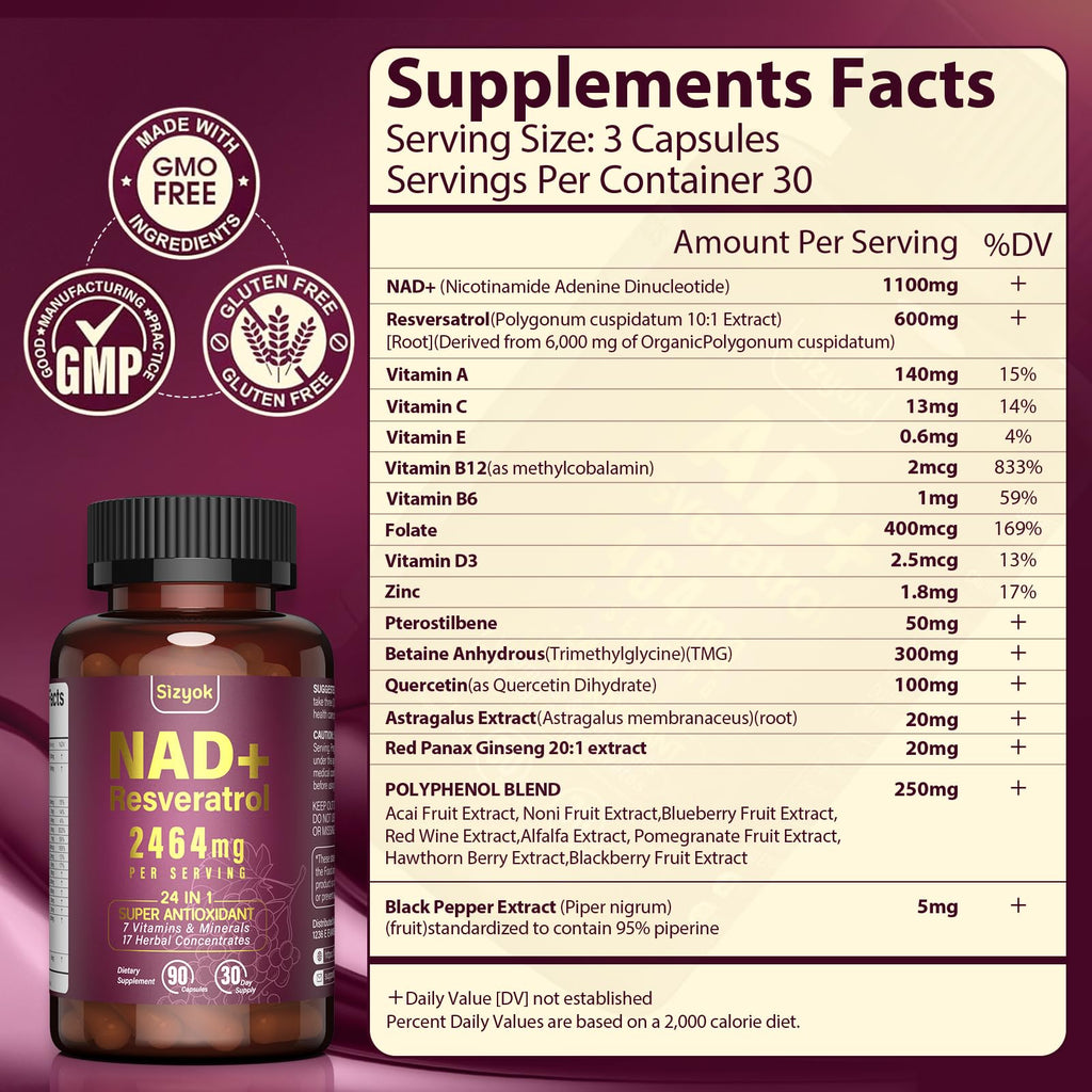 high potency NAD Resveratrol 2464 mg