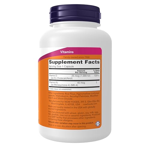 High potency Now Vitamin D3 K2 supplement