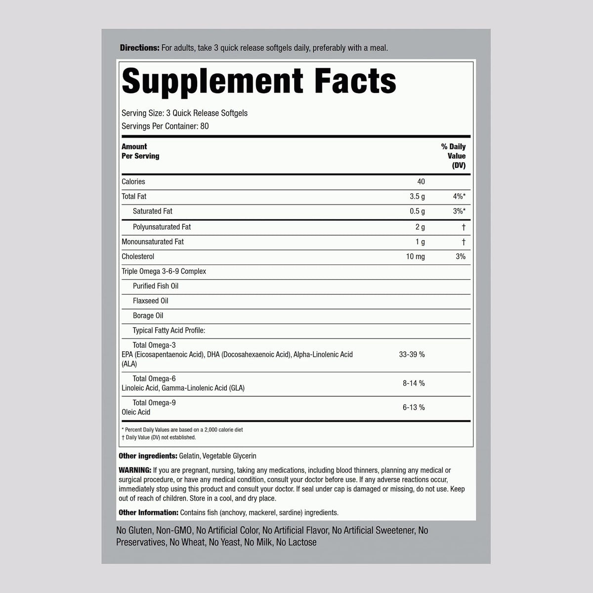 high potency Omega 3-6-9 formula