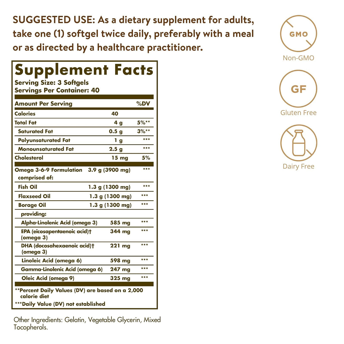 High potency Omega 3-6-9 formula