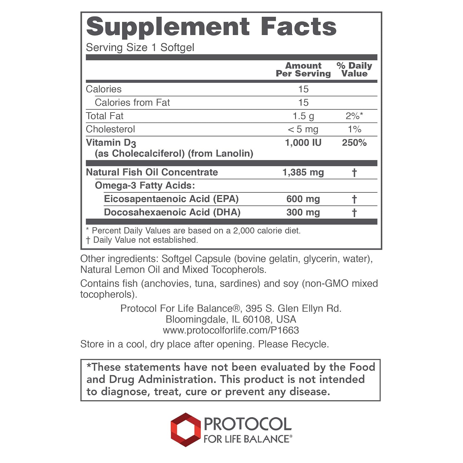 High potency Omega 3-D supplement